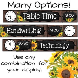 Editable Daily Schedule Cards Sunflower Farmhouse Classroom Decor ...