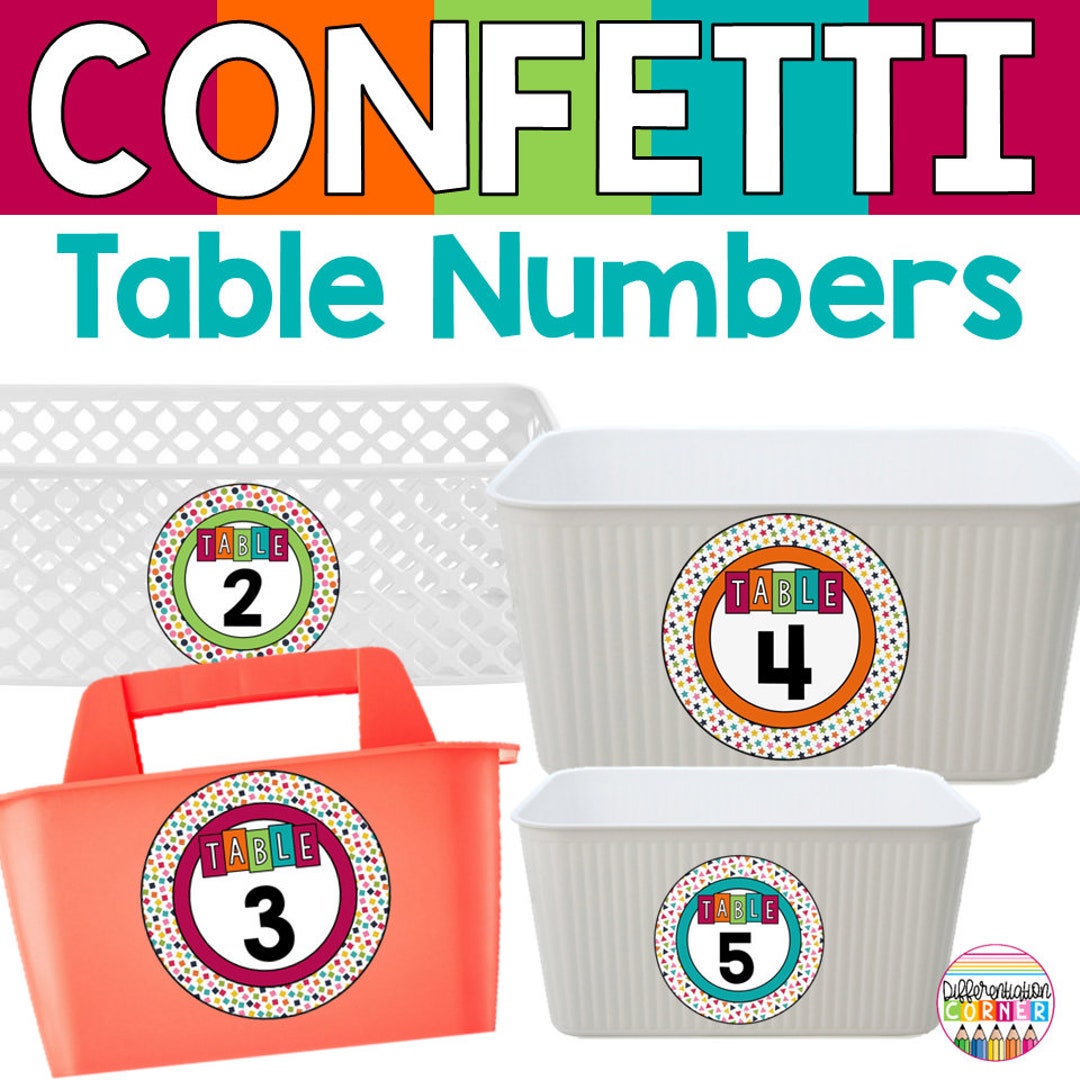 PRINTABLE Table Numbers | Confetti Rainbow Classroom Decor | Classroom ...