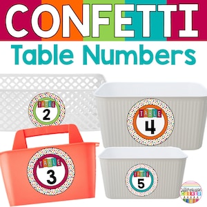 PRINTABLE Table Numbers | Confetti Rainbow Classroom Decor | Classroom ...