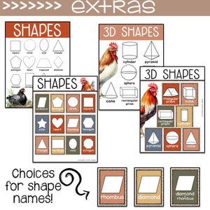 PRINTABLE Shapes Poster Charts Farmhouse Chicken Classroom Decor 2D and ...