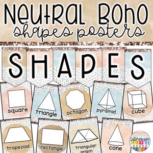 PRINTABLE Shape Posters and Charts Neutral Boho Classroom Decor 2D and ...
