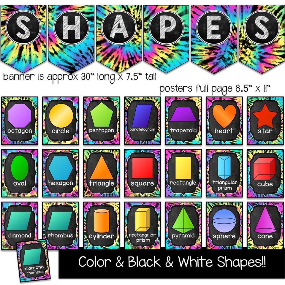 PRINTABLE Shape Posters and Charts | Colorful Classroom Decor 2D and 3D ...