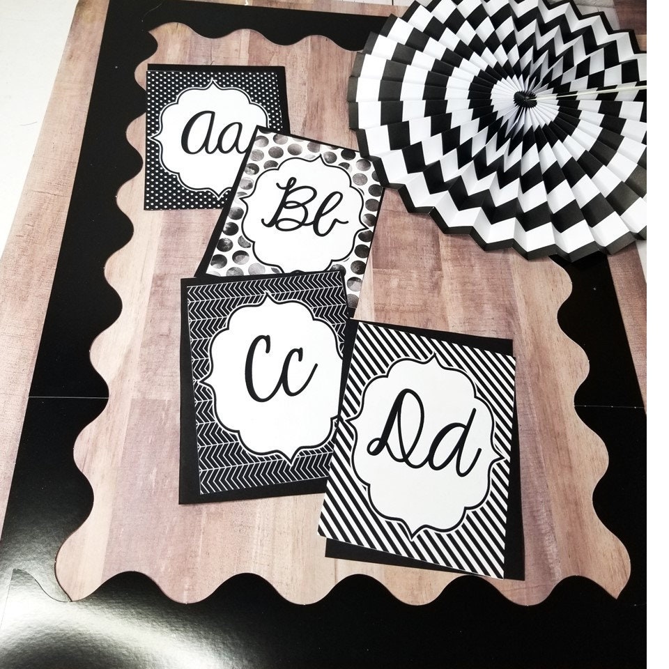 Cursive Alphabet Posters for the Classroom Black and White - Etsy