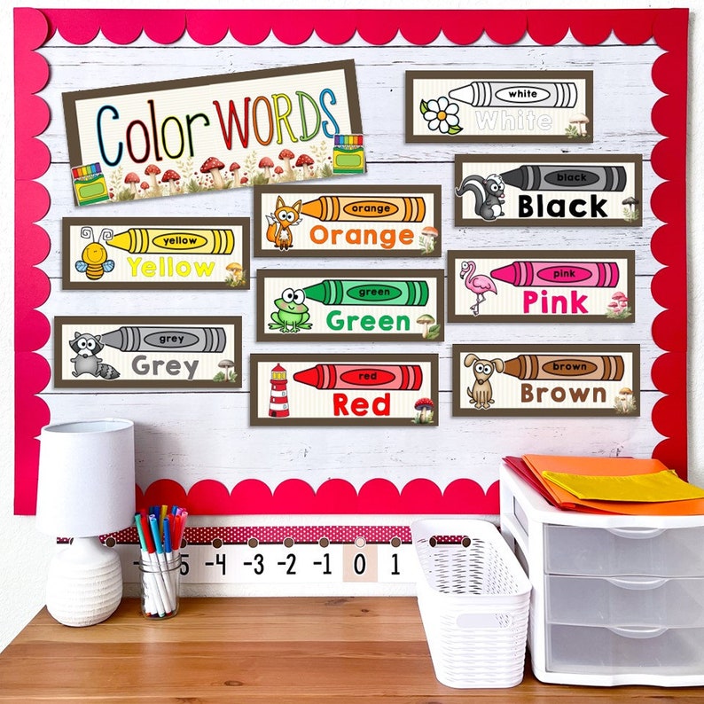 PRINTABLE Color Words Posters Pack Mushroom Retro Classroom Decor ...