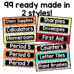 Editable Confetti Rainbow Classroom Labels Classroom Decor Confetti ...