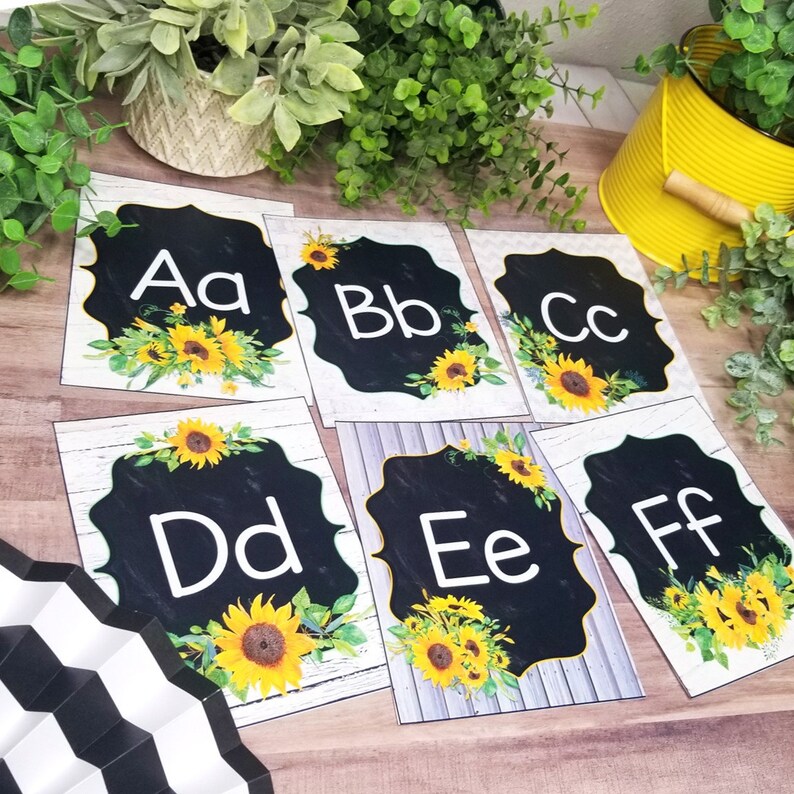 Alphabet Posters for the Classroom Sunflower Farmhouse - Etsy