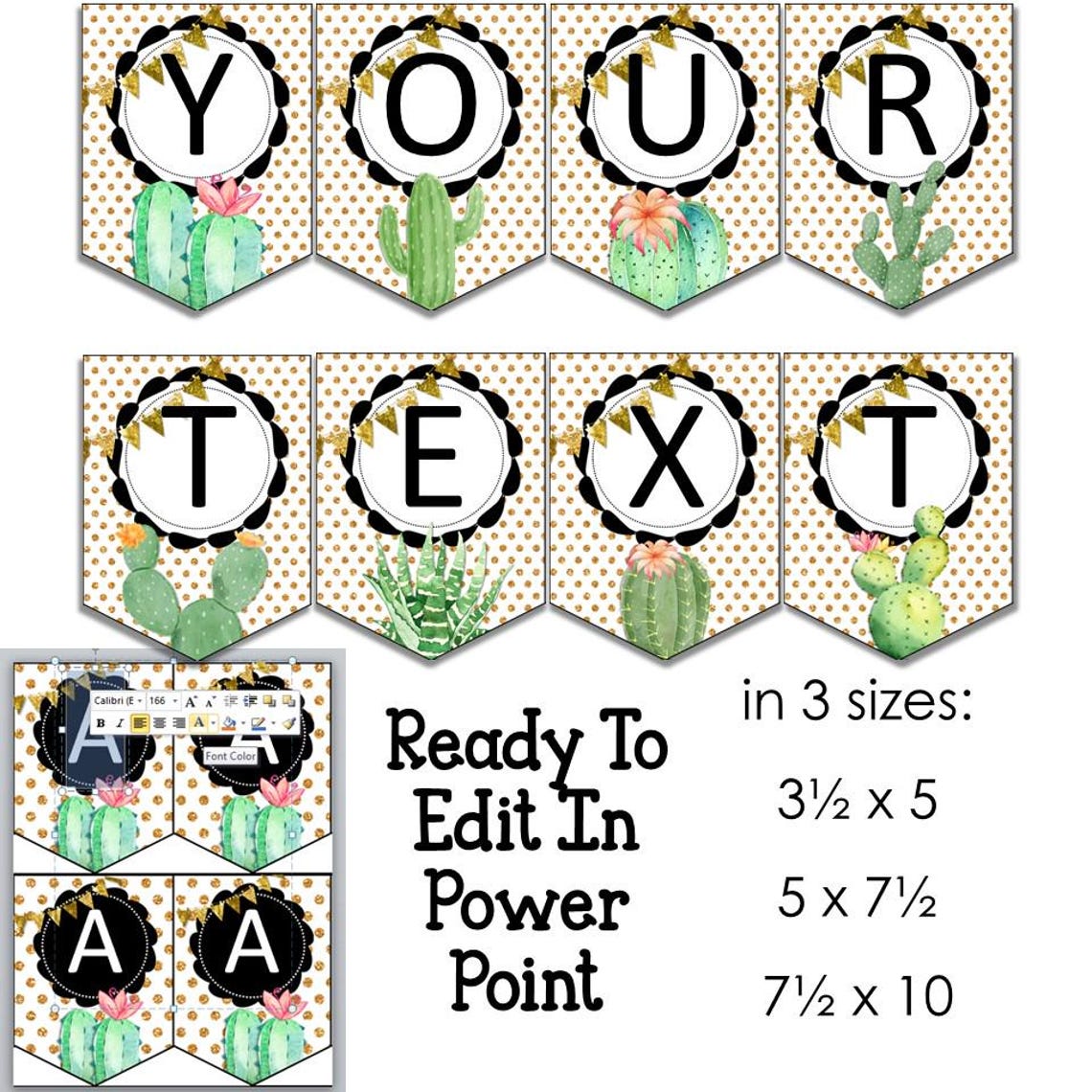 Editable Bunting Bulletin Board Welcome Banner Letters | Cactus and ...