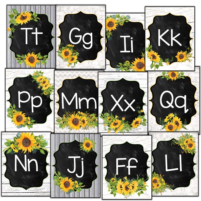 Alphabet Posters for the Classroom Sunflower Farmhouse - Etsy