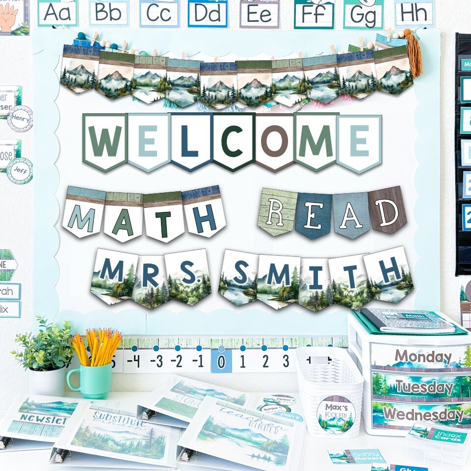 Editable Nature Bunting Bulletin Board Banner Letters Nature Classroom ...