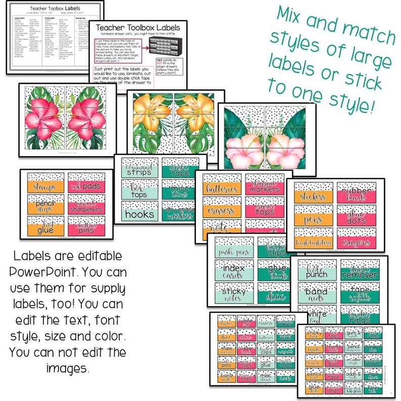 Tropical Teacher Tool Box Labels, Tropical Classroom Decor Teacher ...