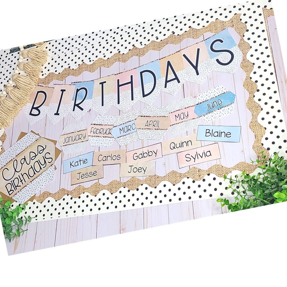 Boho Classroom Birthday Display Neutral Boho Classroom Decor Classroom ...