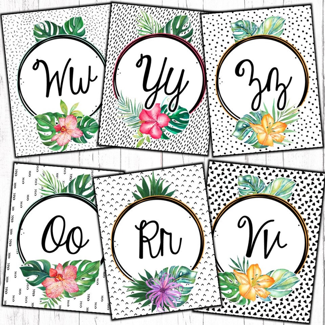 Cursive Alphabet Posters for the Classroom Tropical Classroom Decor ...