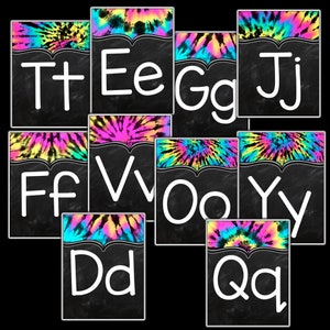 Alphabet Posters for the Classroom Tie Dye Retro Classroom Decor ...