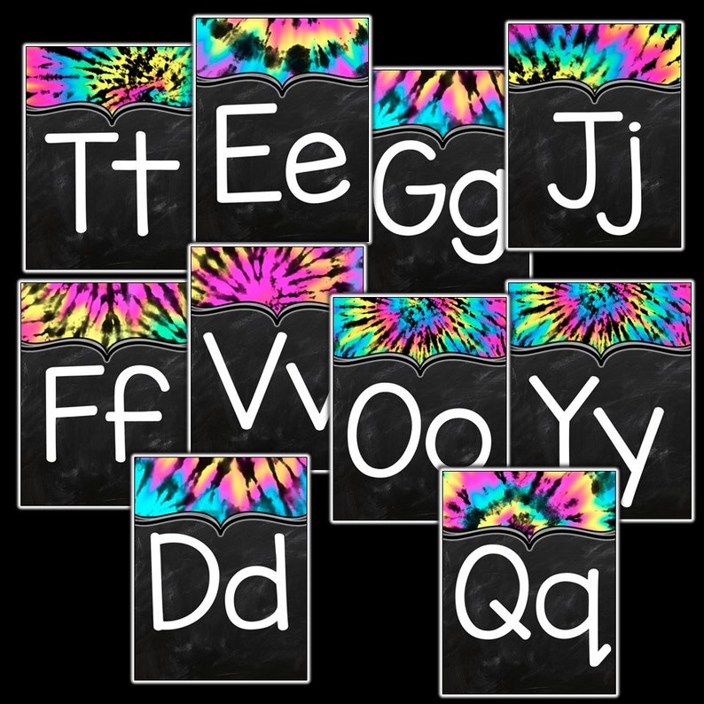 Alphabet Posters for the Classroom Tie Dye Retro Classroom - Etsy
