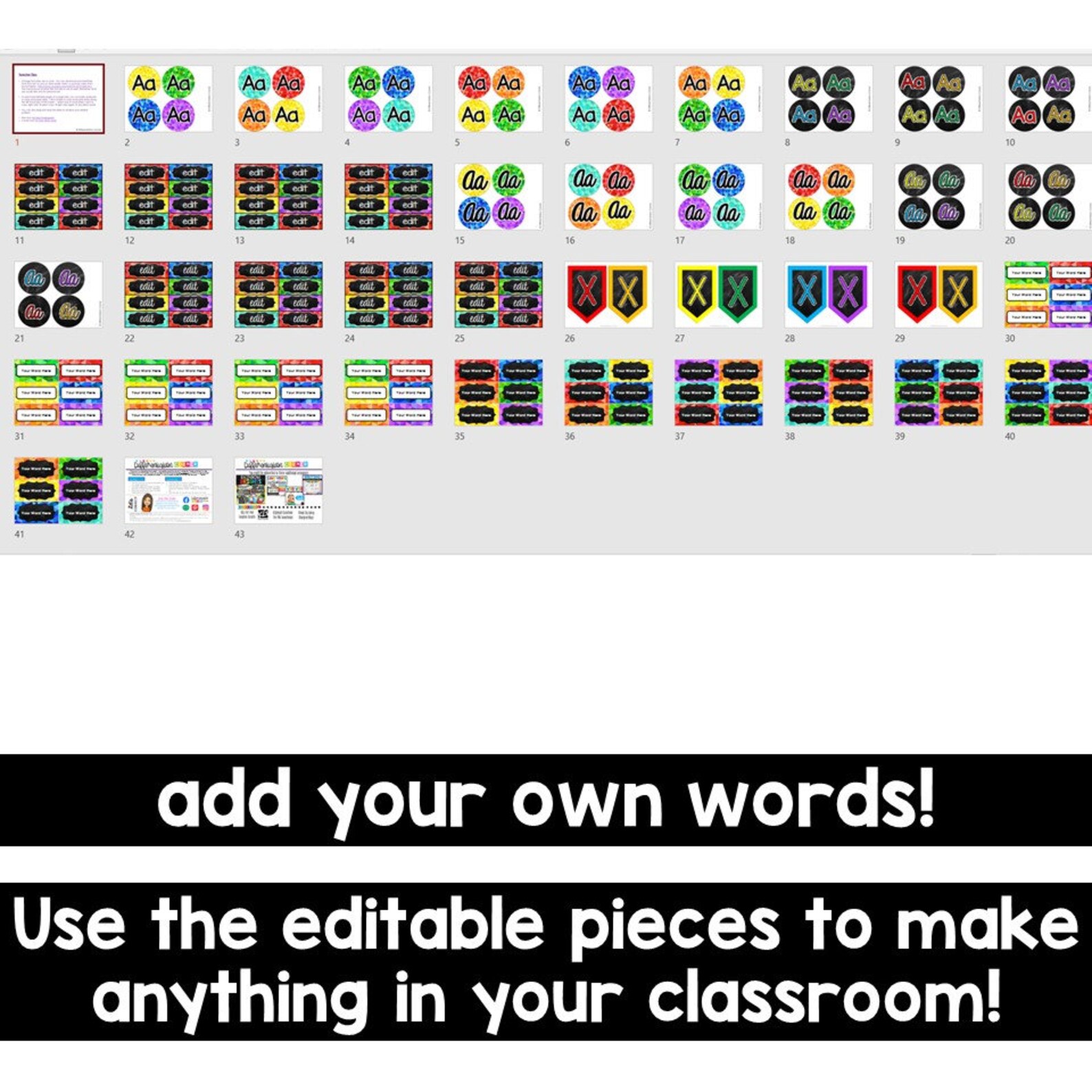 Classroom Word Wall Display Editable Rainbow Classroom Decor Word Wall ...