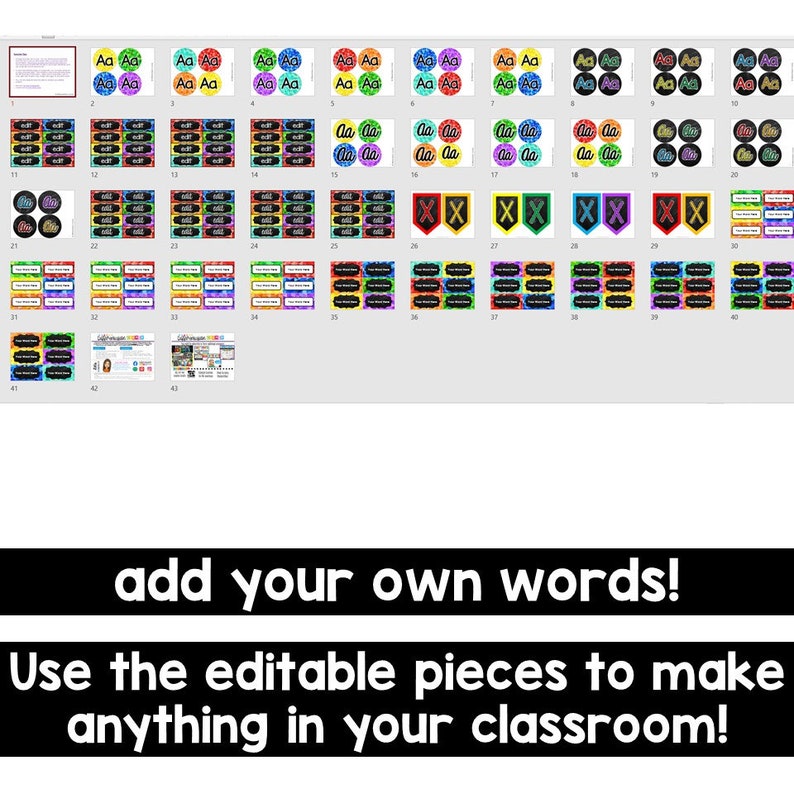 Classroom Word Wall Display Editable Rainbow Classroom Decor Word Wall ...