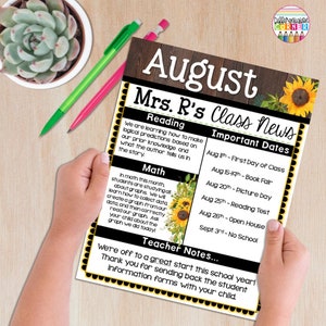 Editable Classroom Newsletter Template | Sunflower Farmhouse Classroom ...