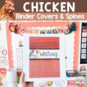 Editable Chicken Binder Covers and Spines Farmhouse Classroom Decor ...
