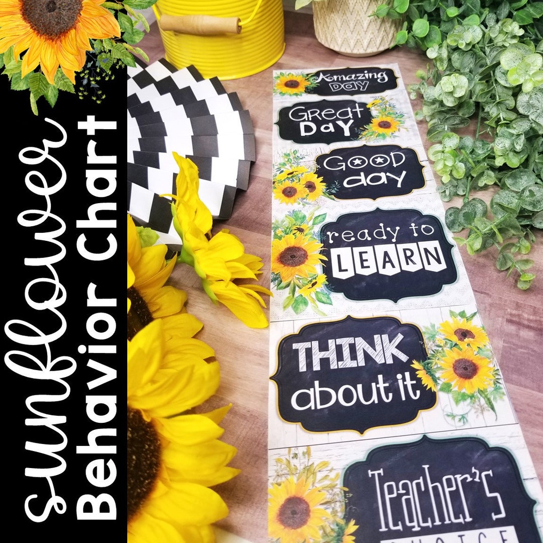 Printable Behavior Clip Chart, Sunflower Modern Farmhouse Classroom ...