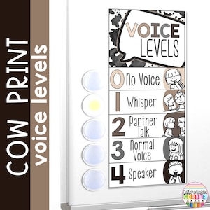 Printable Voice Level Chart Posters Cow Print Classroom Decor Editable ...