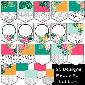 Editable Tropical Bunting Bulletin Board Banner Letters Tropical ...