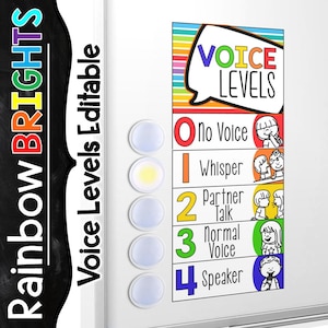 Printable Voice Level Chart Posters Rainbow Classroom Decor Editable ...