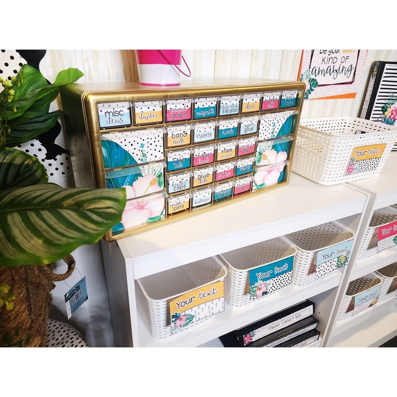 Tropical Teacher Tool Box Labels Tropical Classroom Decor - Etsy
