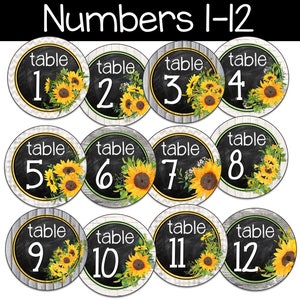 PRINTABLE Table Numbers Sunflower Farmhouse Classroom Decor Classroom ...