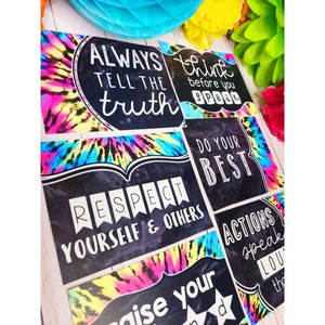 Editable Tie Dye Retro Classroom Rules Posters Groovy Hippie Classroom ...