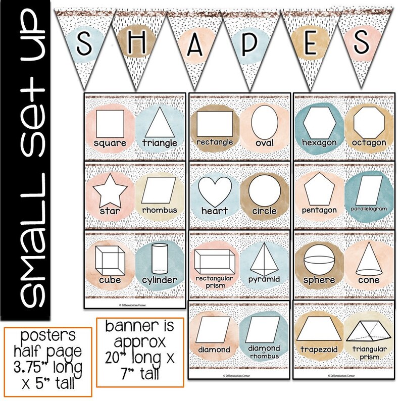 PRINTABLE Shape Posters and Charts Neutral Boho Classroom Decor 2D and ...