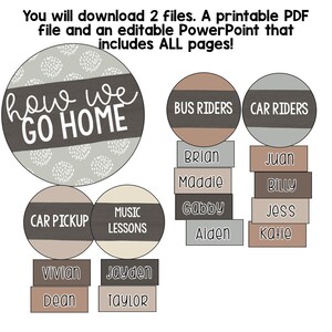 Neutral How We Go Home Dismissal Chart Template | Neutral Boho ...
