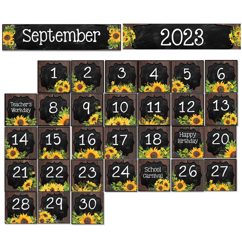 Classroom Calendar & Weather Display Set Sunflower Farmhouse Classroom ...