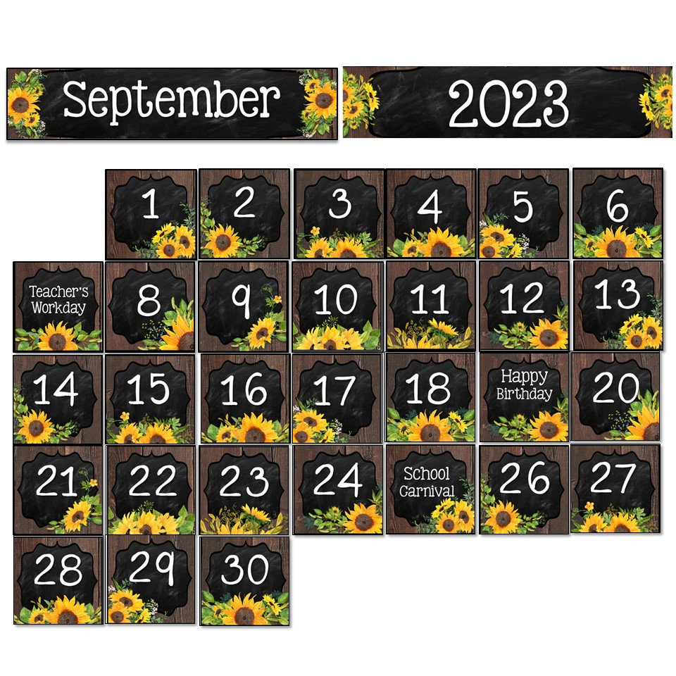 Classroom Calendar & Weather Display Set Sunflower Farmhouse Classroom ...