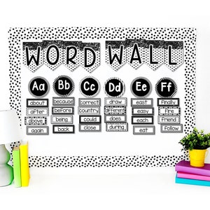 Classroom Sight Word Wall Editable | Black and White Classroom Decor ...