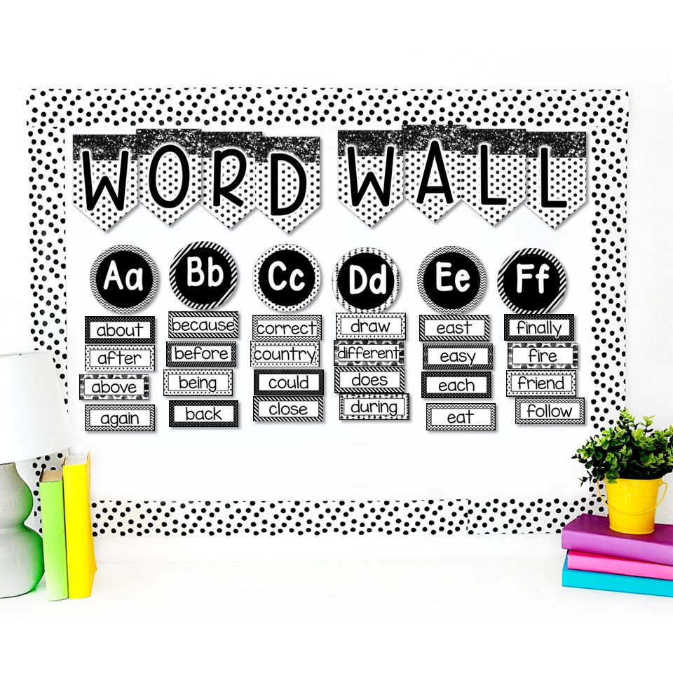 Classroom Sight Word Wall Editable Black and White Classroom Decor Word ...