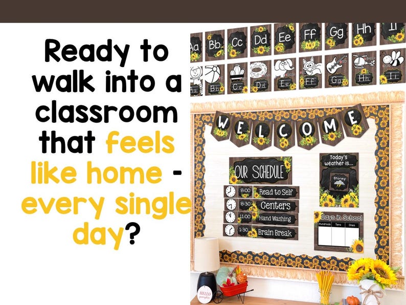 Bright Sunflower Classroom Decor Bundle | Printable Classroom Bulletin ...