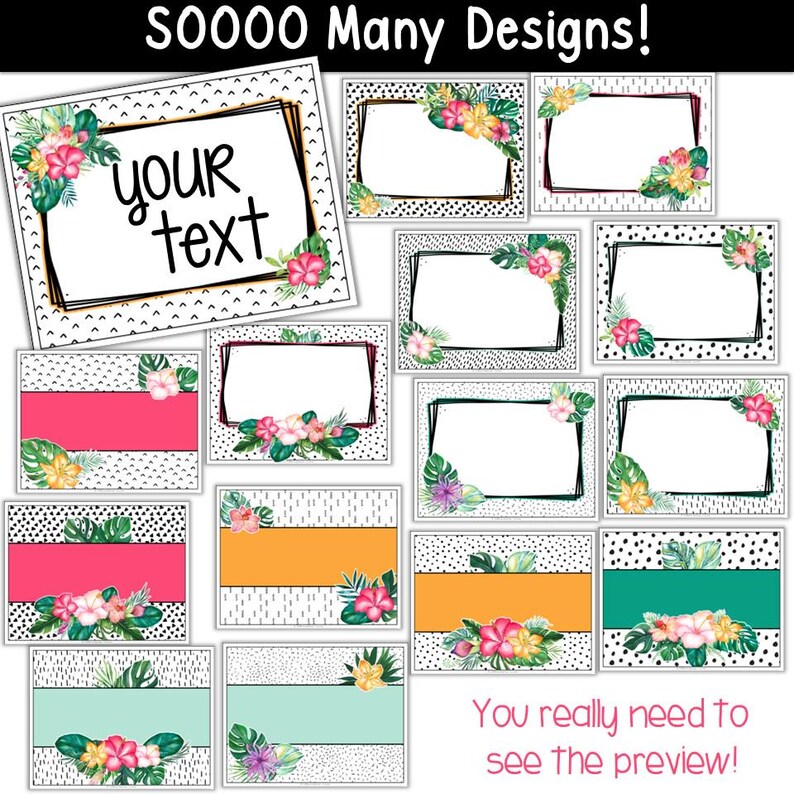 Editable Classroom Labels Tropical Classroom Decor Tropical Classroom ...