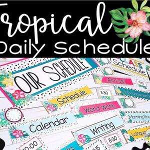 Editable Daily Schedule Cards Tropical Classroom Decor Tropical ...