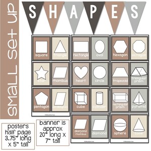 PRINTABLE Shape Posters Charts Neutral Boho Classroom Decor 2D and 3D ...