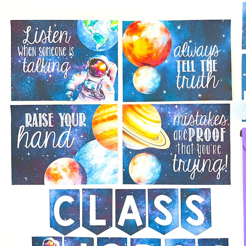 Space Classroom Rules Posters Space Classroom Decor Classroom Rules and ...