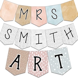 Editable Boho Bunting Bulletin Board Banner Letters | Neutral Boho ...