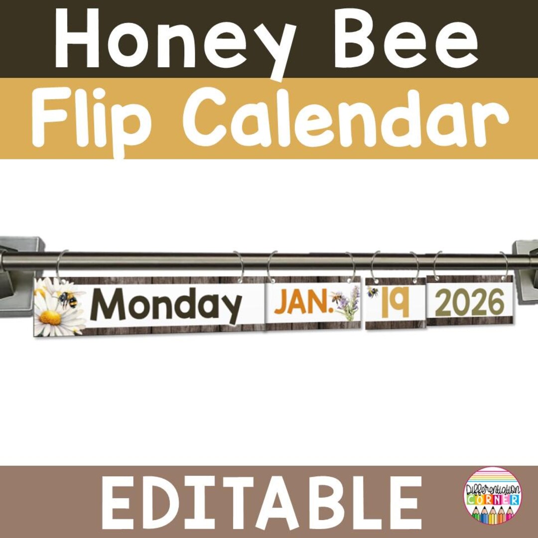 Flip Calendar for Classroom Bee Theme Classroom Editable Flip Calendar ...