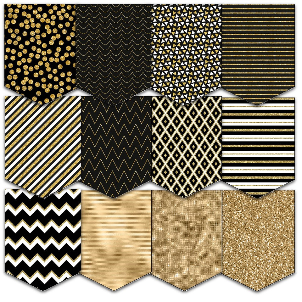 Editable Bunting Bulletin Board Banner Letters Black and Gold Classroom ...