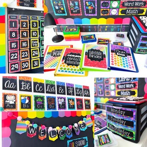 Rainbow Classroom Decor Bundle Printable Classroom Bulletin Board ...
