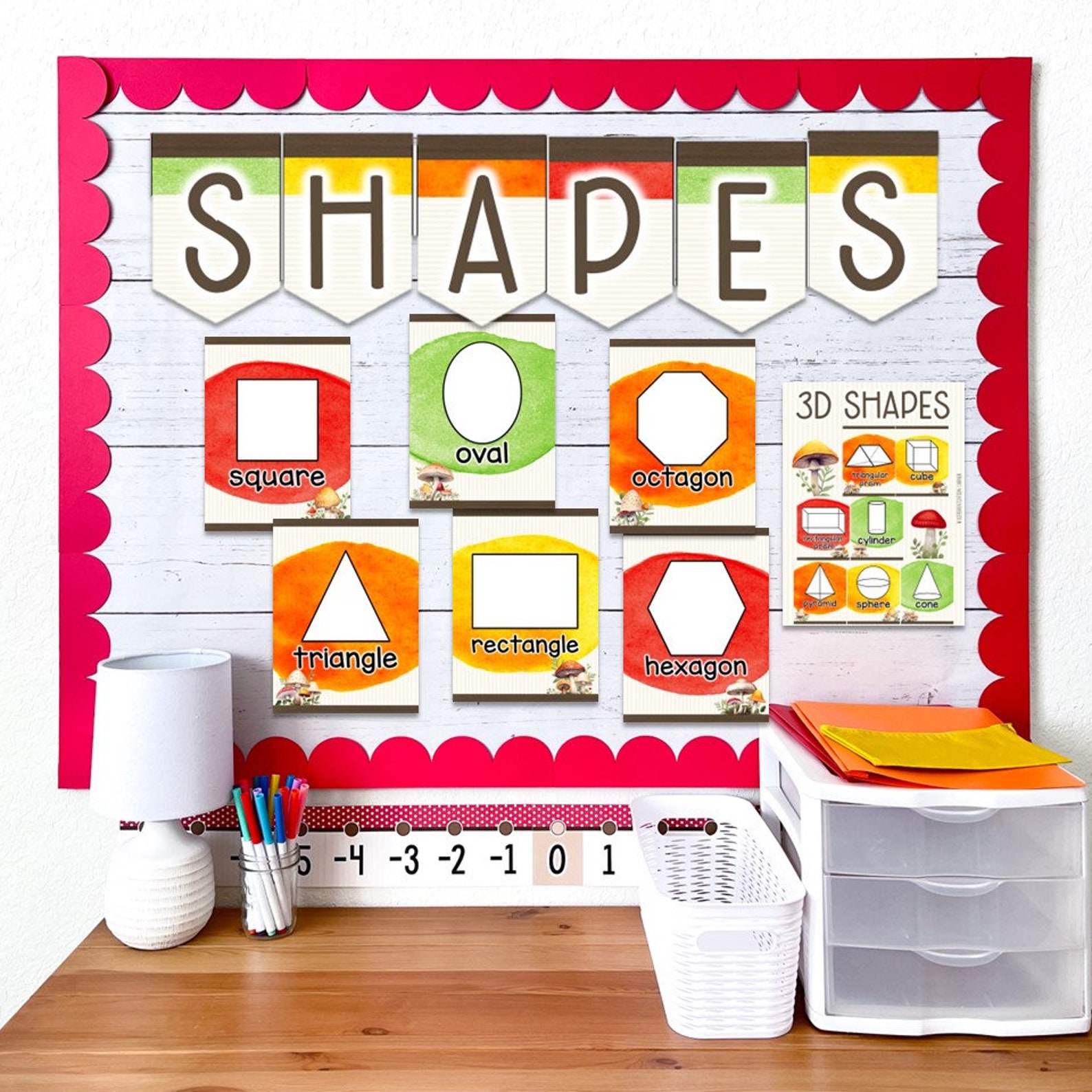 PRINTABLE Shape Posters Charts Mushroom Retro Classroom Decor 2D and 3D ...