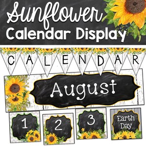Classroom Calendar & Weather Display Set Sunflower Farmhouse - Etsy