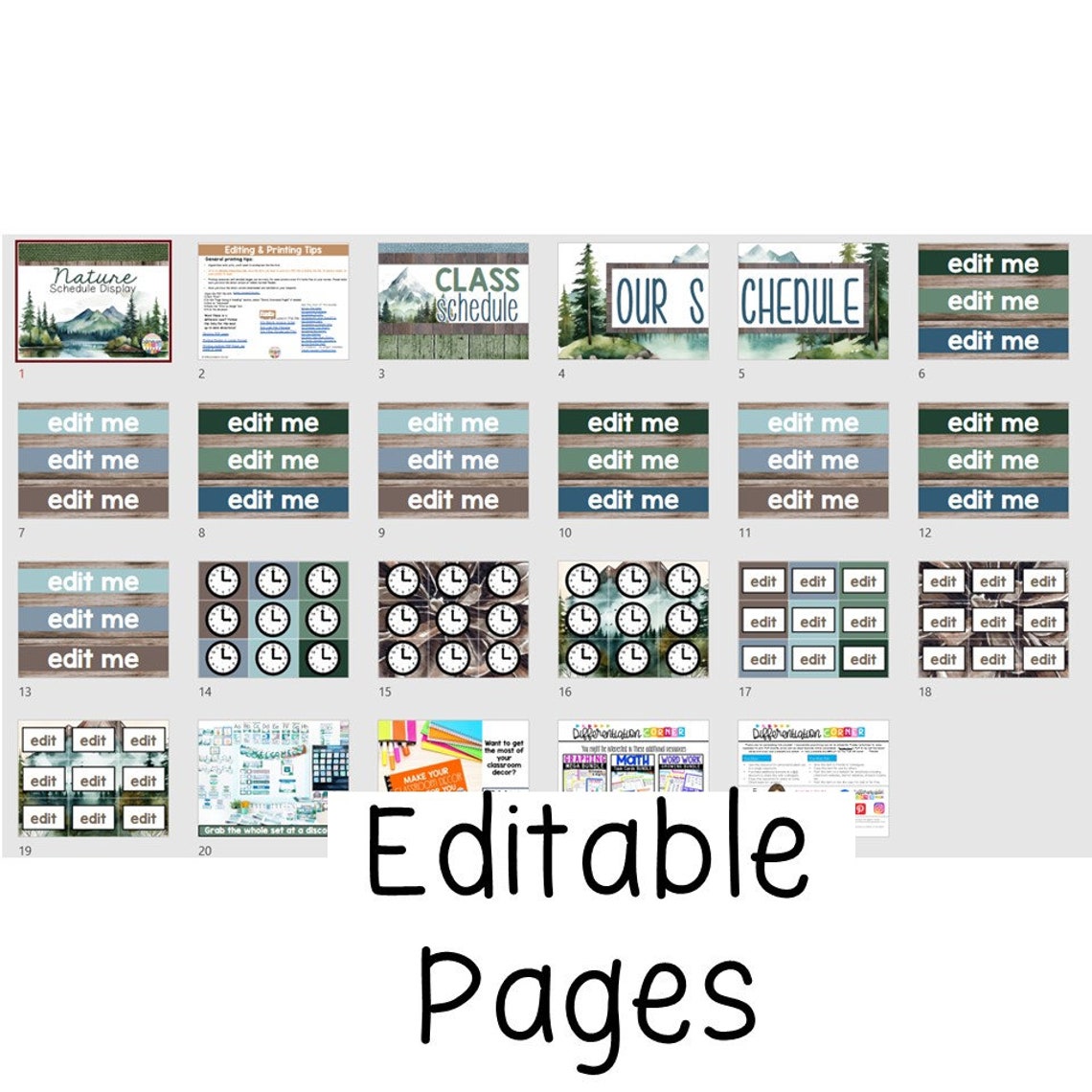 Editable Daily Schedule Cards Nature Classroom Decor Printable ...