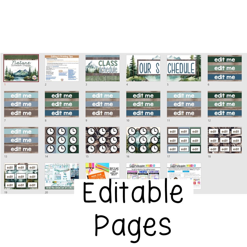 Editable Daily Schedule Cards Nature Classroom Decor Printable ...