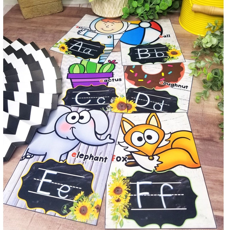 Alphabet Posters With Pictures for the Classroom Sunflower Farmhouse ...