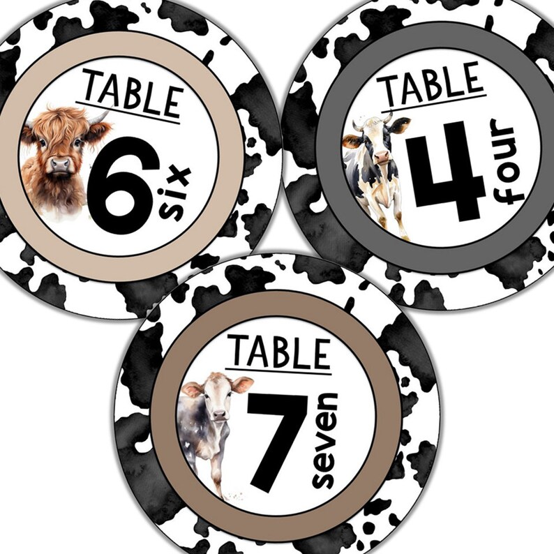 PRINTABLE Cow Print Table Numbers Farmhouse Classroom Decor Classroom ...